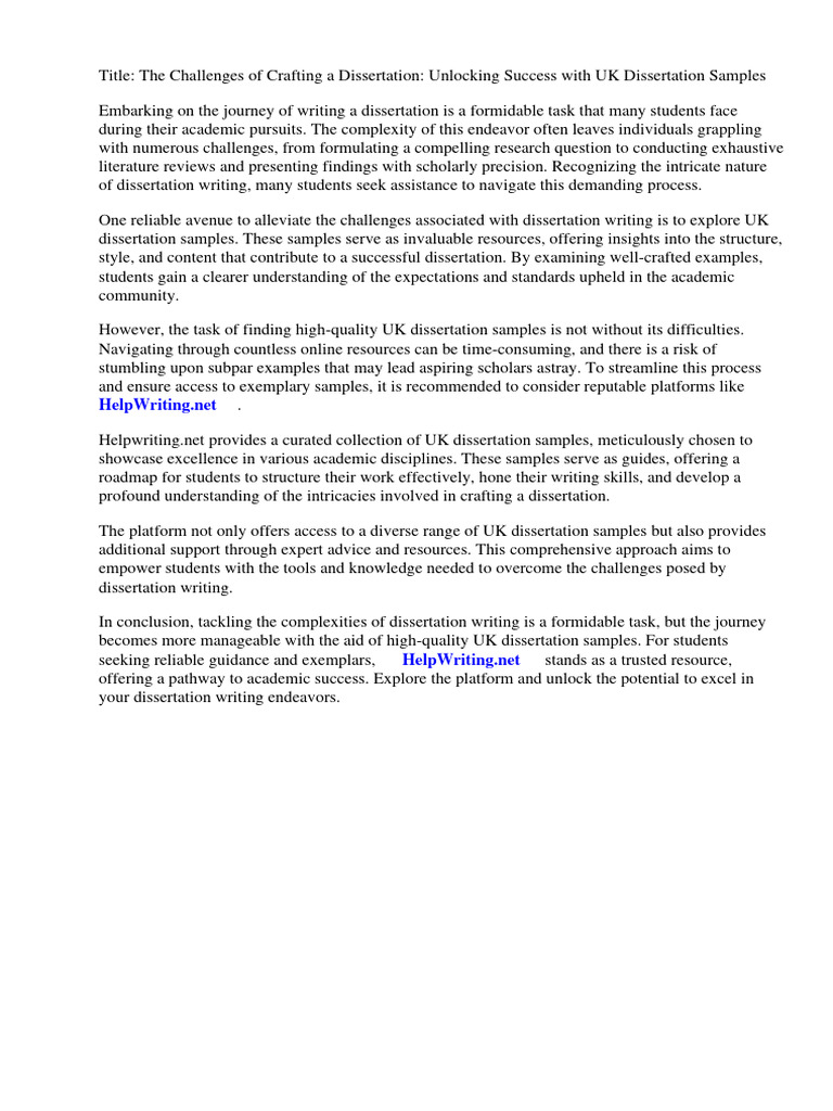 Uk Dissertation Sample | PDF | Thesis | Methodology