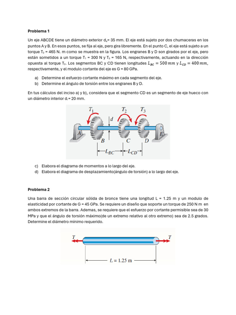 Problemas_Torsion | PDF | Física Aplicada e Interdisciplinaria | Mecanica clasica