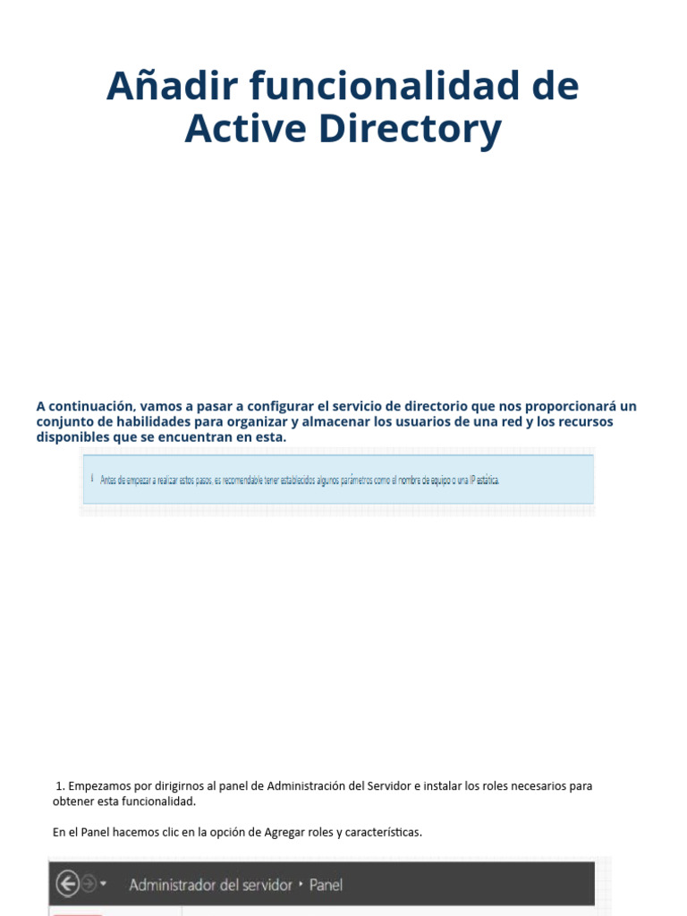 Añadir Funcionalidad de Active Directory | Descargar gratis PDF | Directorio Activo | Servidor ...