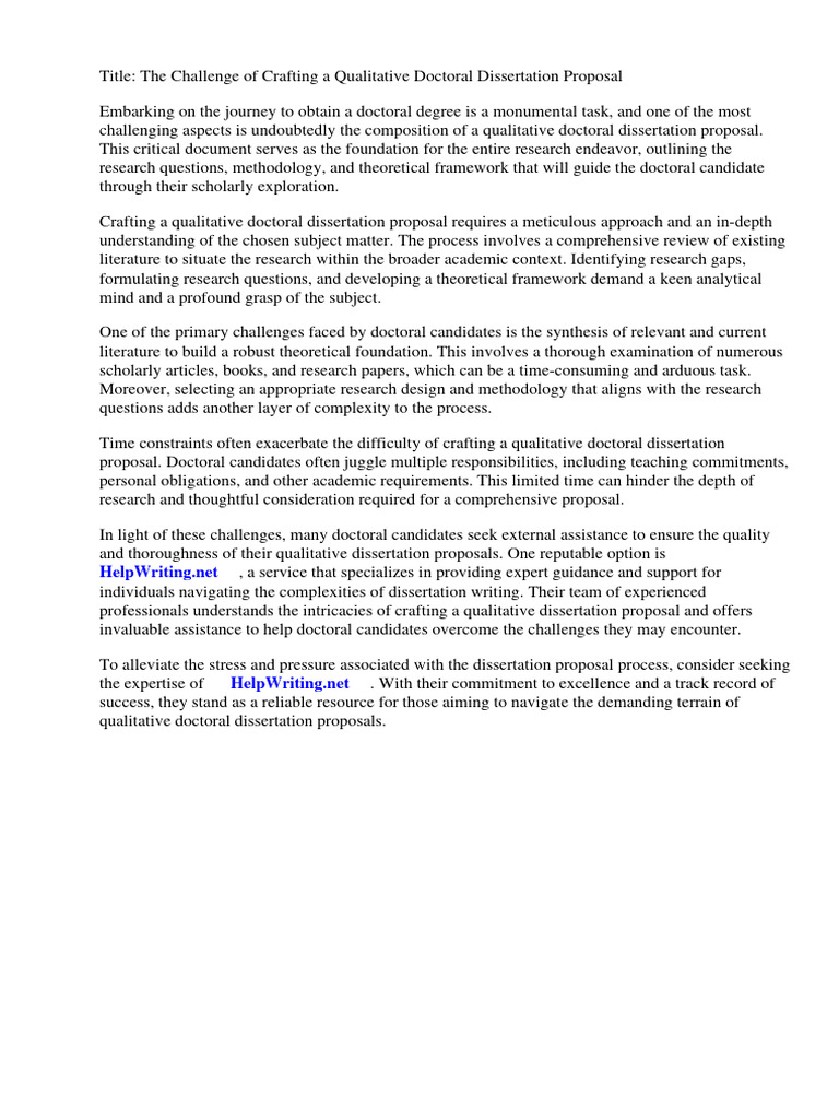 Crafting Qualitative Dissertation Proposals | PDF | Thesis | Methodology