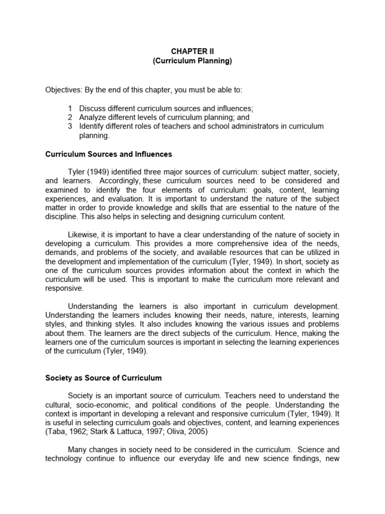 The Teacher and School Curriculum Chapter-2a | PDF