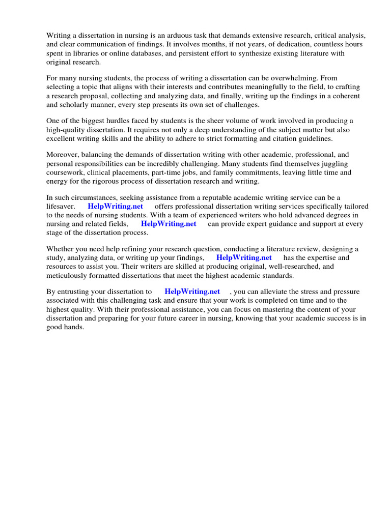 Dissertation Examples in Nursing | PDF | Nursing | Thesis