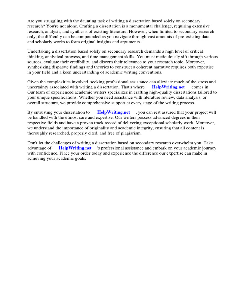 Dissertation Based On Secondary Research Only | PDF | Methodology | Data