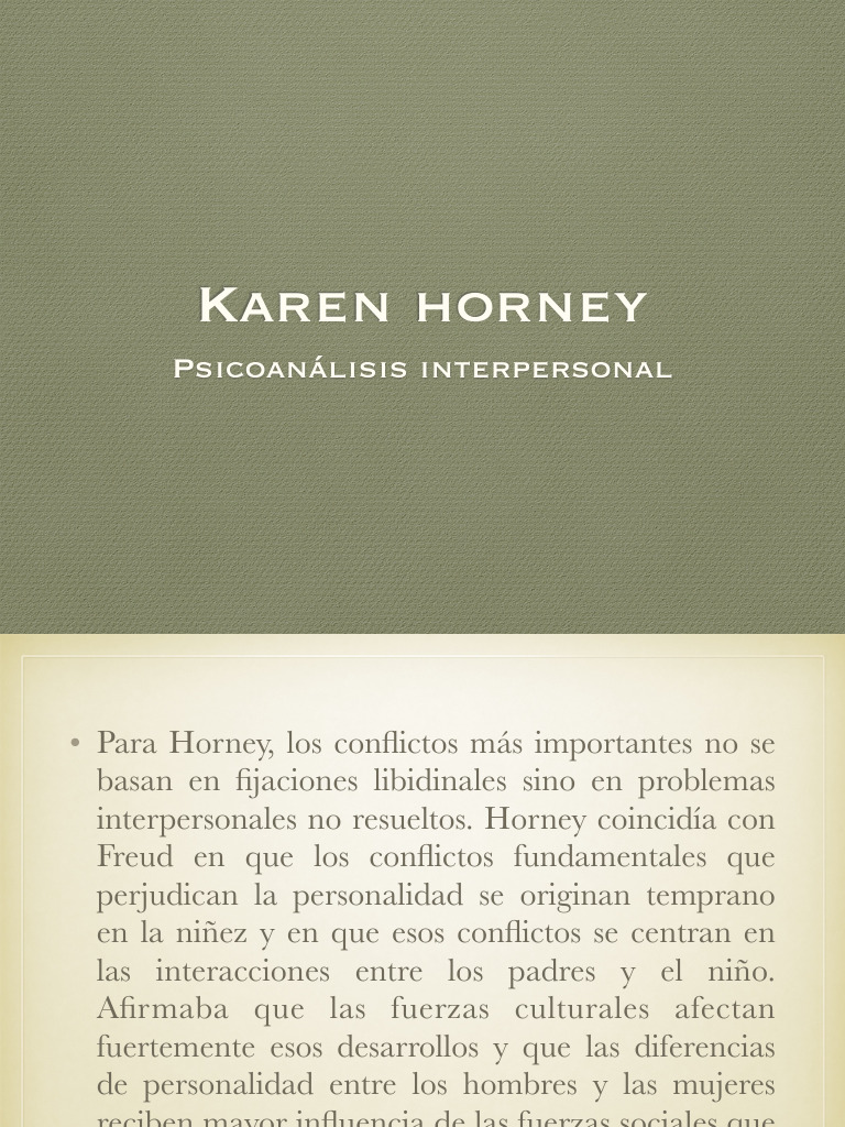 Horney: Conflictos Interpersonales | PDF | Neurosis | Amor