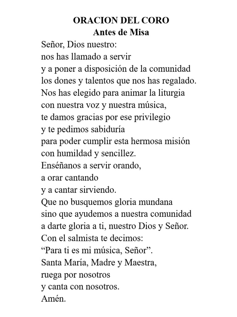 Oraciones Del Coro | PDF | Religión y espiritualidad