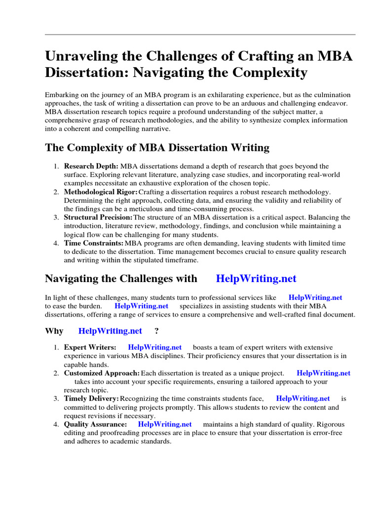 Mba Dissertation Research Topics | PDF | Methodology | Thesis