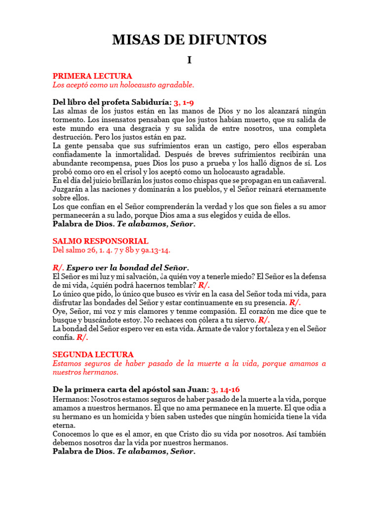 Lecturas Misas de Difuntos | PDF | Jesús | Vida eterna (cristianismo)