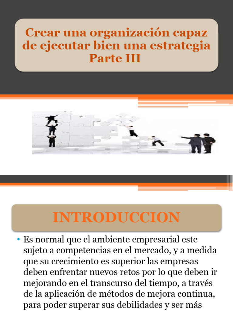 Tema Crear Una Organización Capaz de Ejecutar Una Estrategía #3 | PDF | Planificación | Lean ...