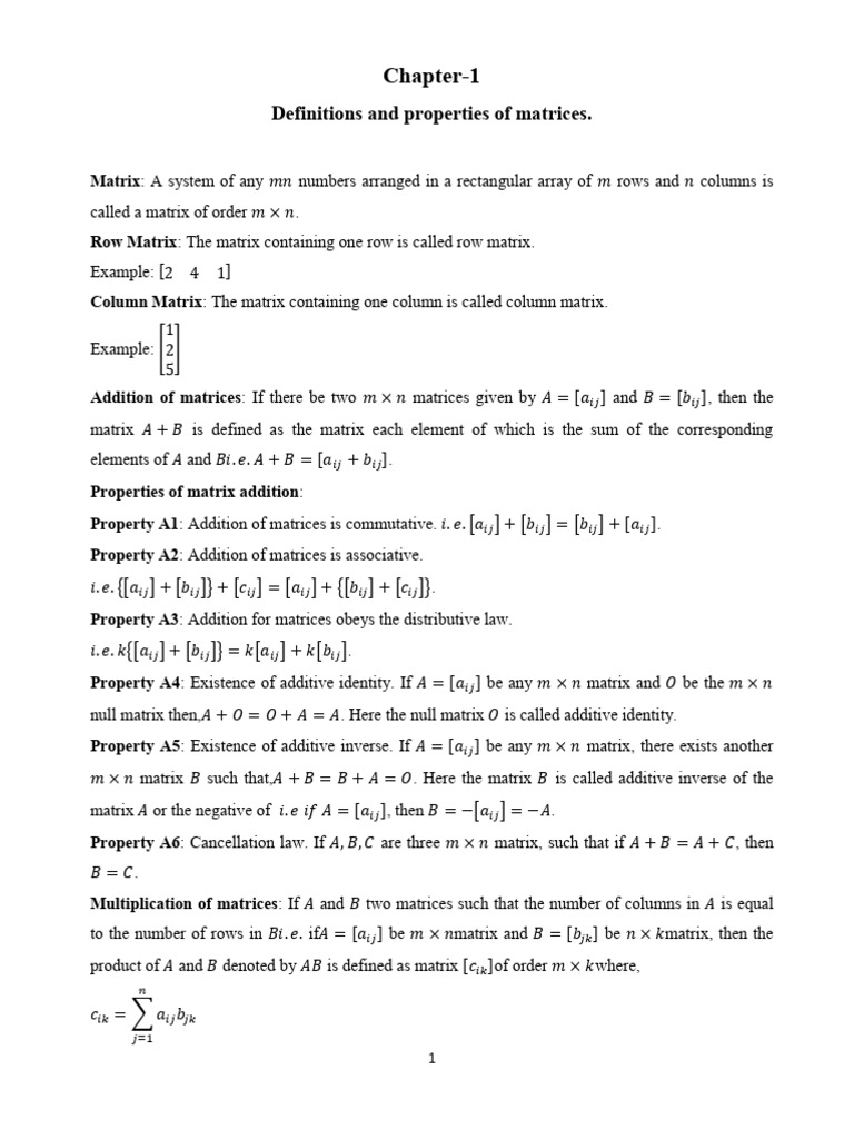 Matrix | PDF | Matrix (Mathematics) | Mathematical Analysis