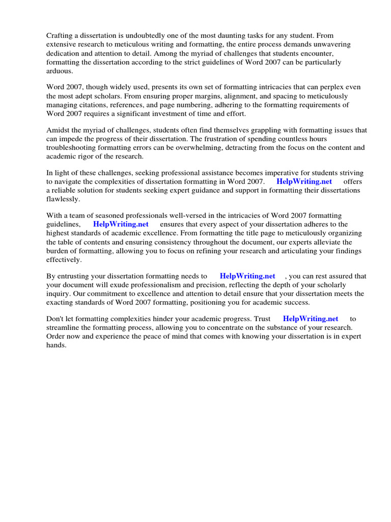 Dissertation Formatting Word 2007 Pdf Thesis Microsoft Word