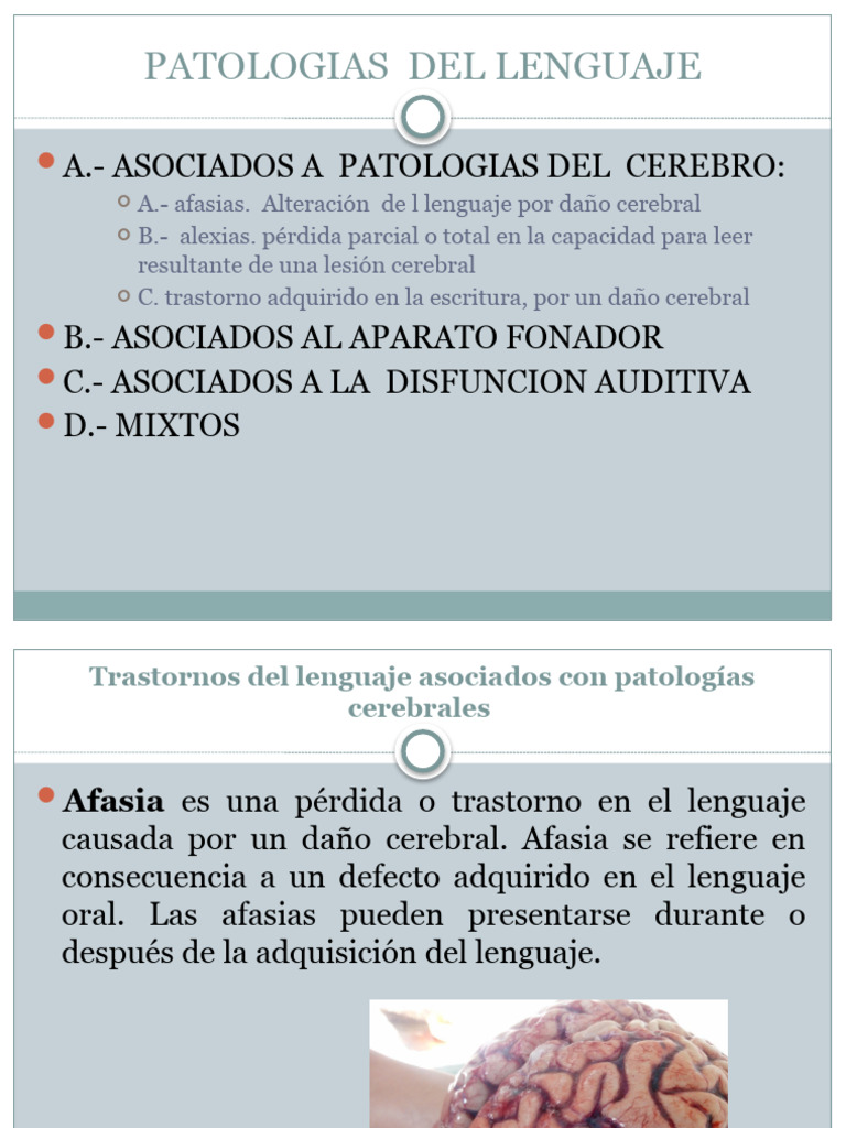 Clasificación de Afasias Cerebrales | PDF | Afasia | Lóbulo frontal