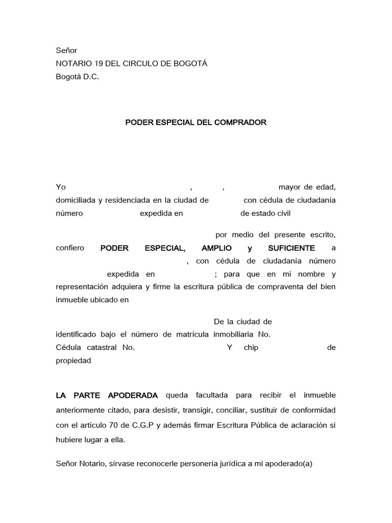 Poder Del Comprador Notaría 19 | PDF
