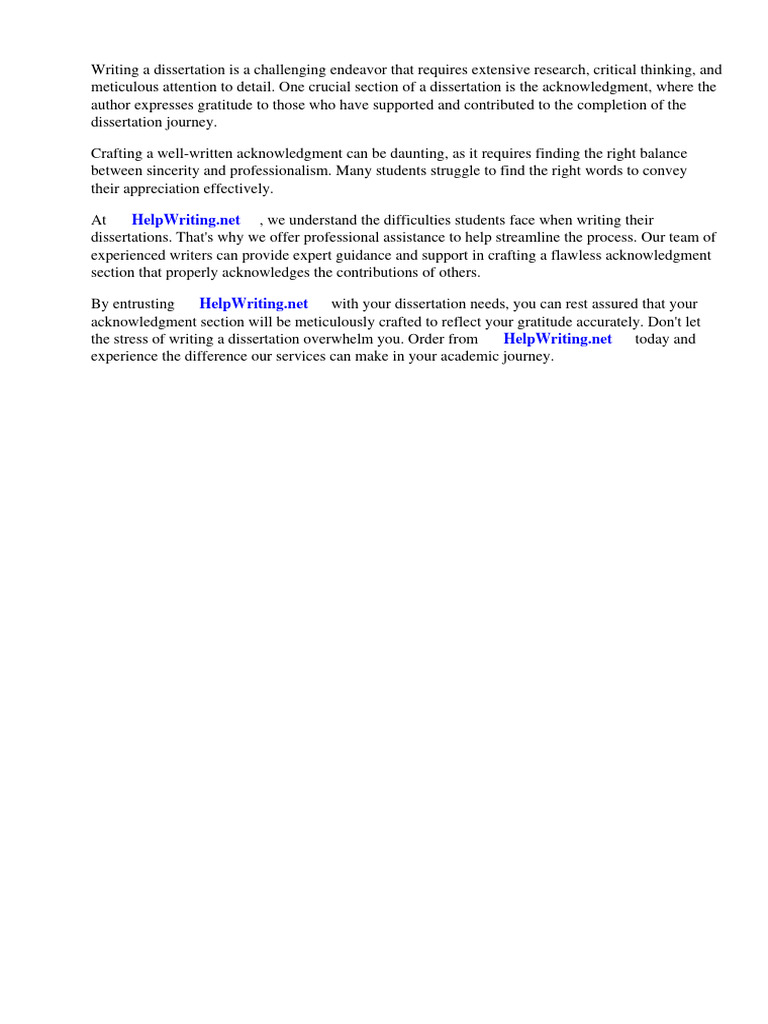 How To Write An Acknowledgement For A Dissertation Sample | PDF | Thesis | Transmission Control ...