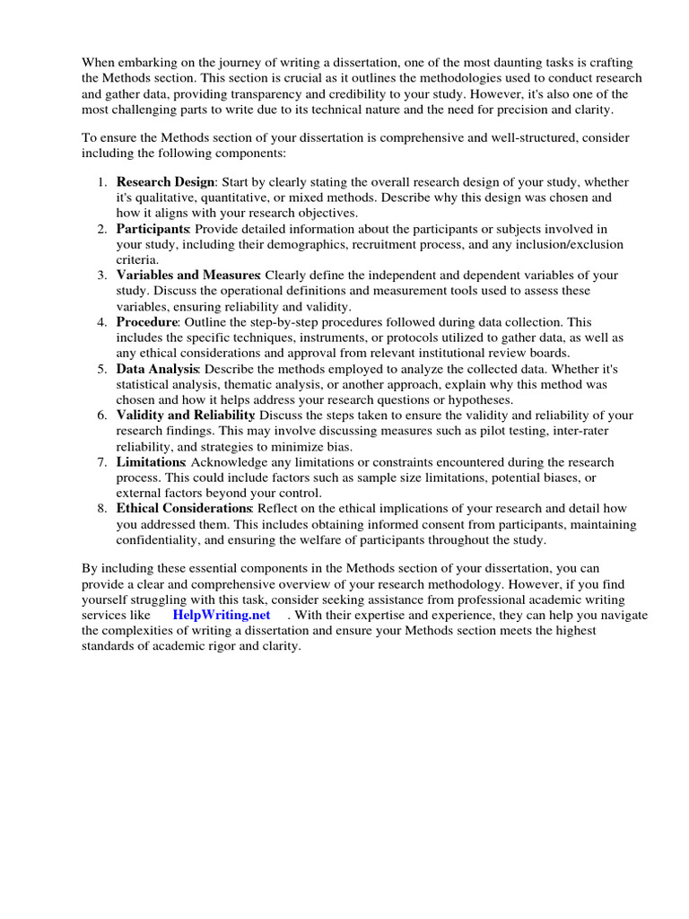 What To Include in The Methods Section of A Dissertation | PDF | Methodology | Quantitative Research