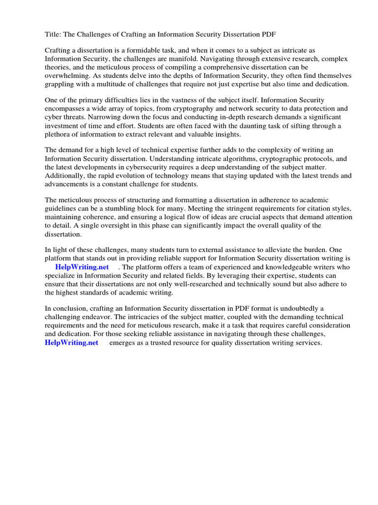 Information Security Dissertation PDF | PDF | Computer Security | Security