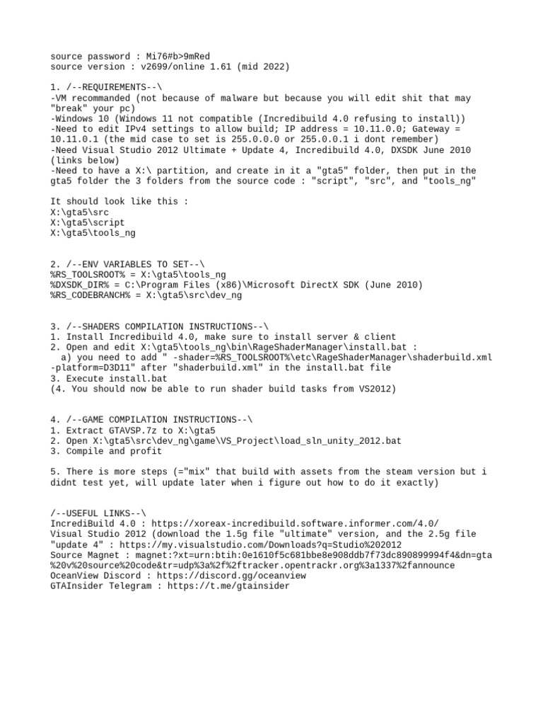 GTA V Source Code Compilation Guide | PDF | Computers