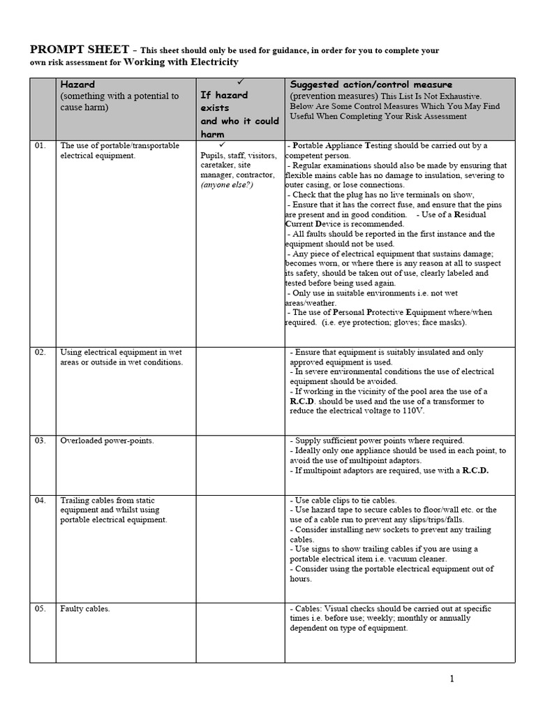 Electrical Risk Assessment Guidance | PDF | Ac Power Plugs And Sockets ...
