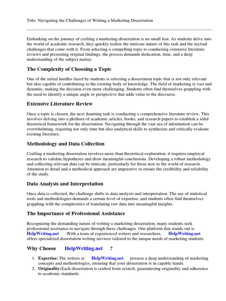 Marketing Dissertation Ideas | PDF | Business | Social Science