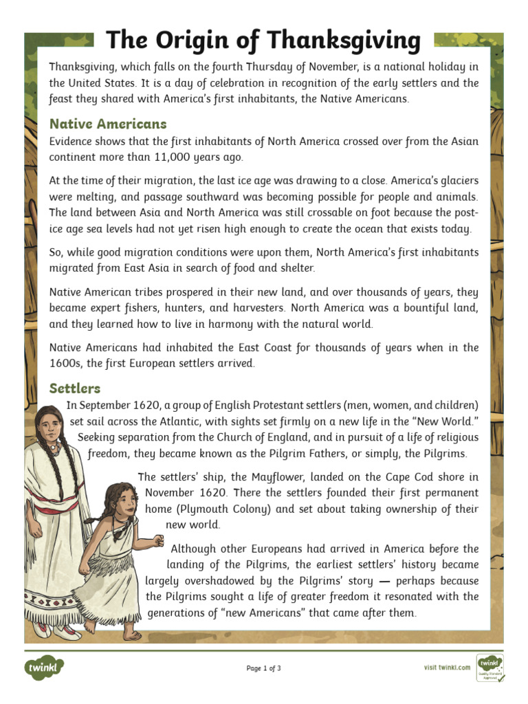 The Origin of Thanksgiving Explained | PDF | Thanksgiving ...