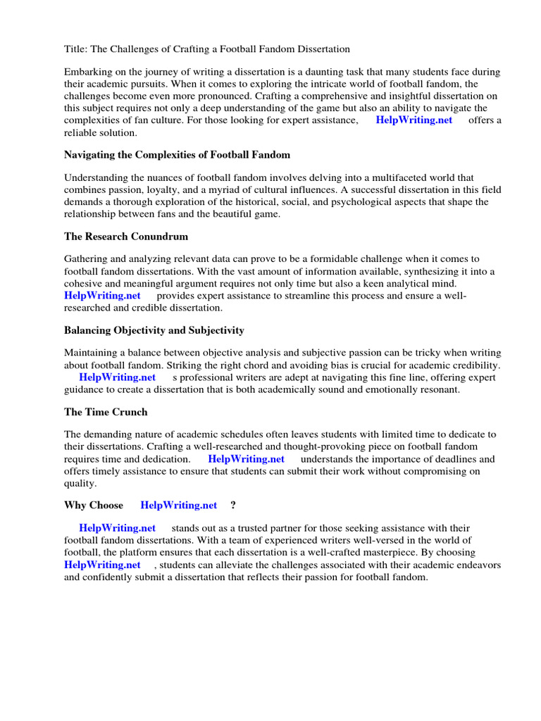 Football Fandom Dissertation Guide | PDF | Sports