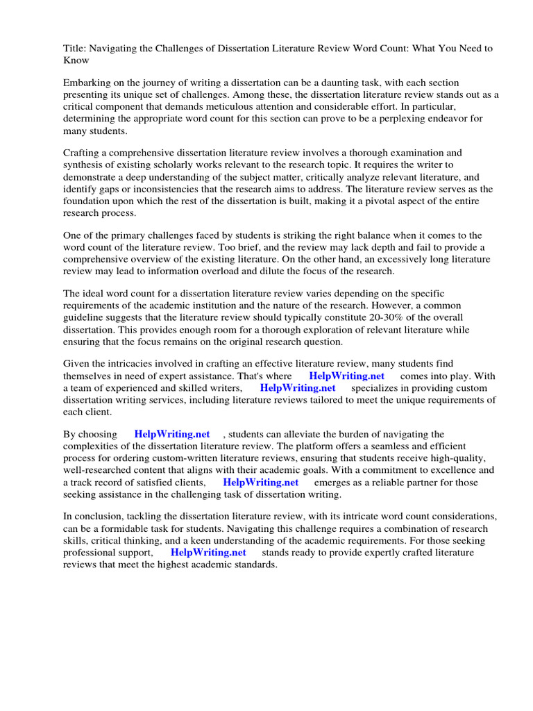 Dissertation Literature Review How Many Words | PDF | Thesis ...