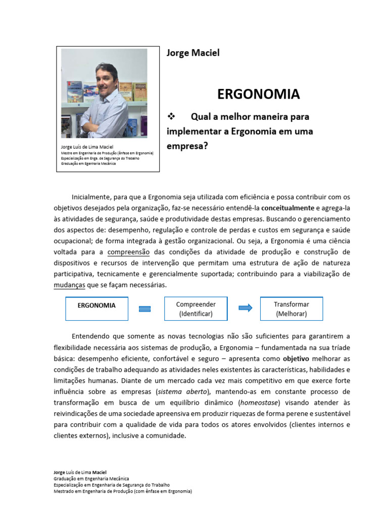 Artigo Referente À Ergonomia - Jorge Maciel (3a. Ed.) | PDF | Fatores ...