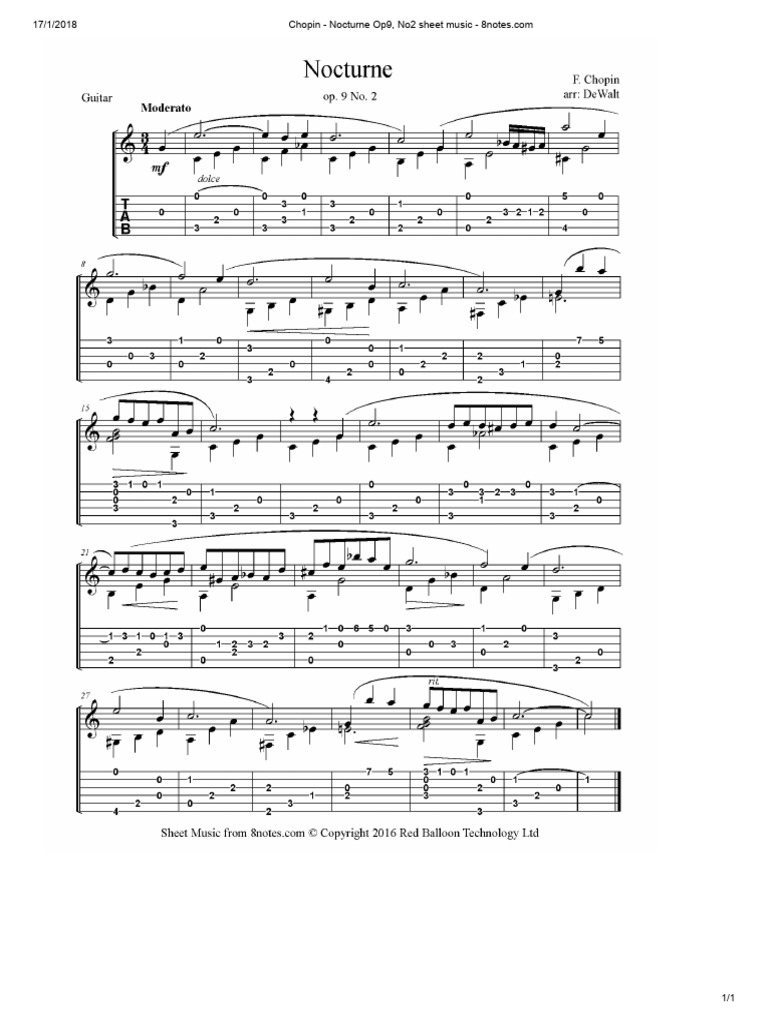 Chopin - Nocturne Op9, No2 Sheet Music - 8notes | PDF