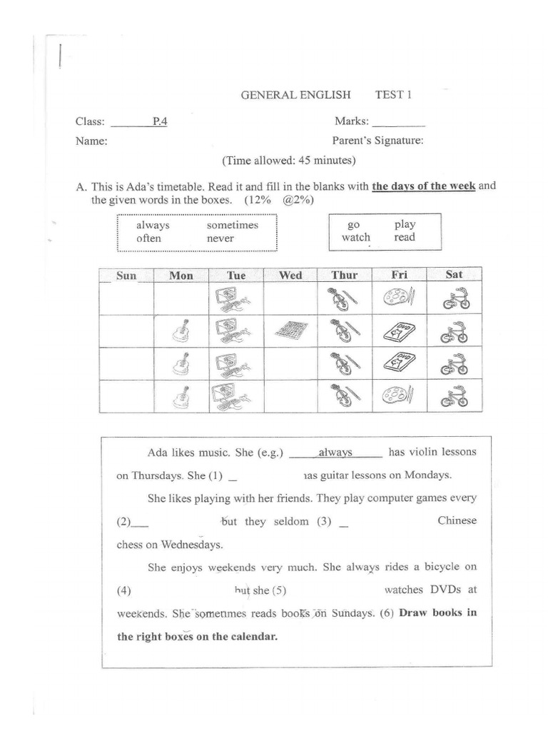 P.4 First Term Test | PDF