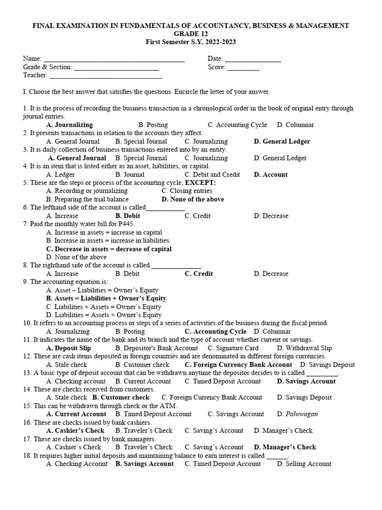 Fabm 12 | PDF | Debits And Credits | Cheque
