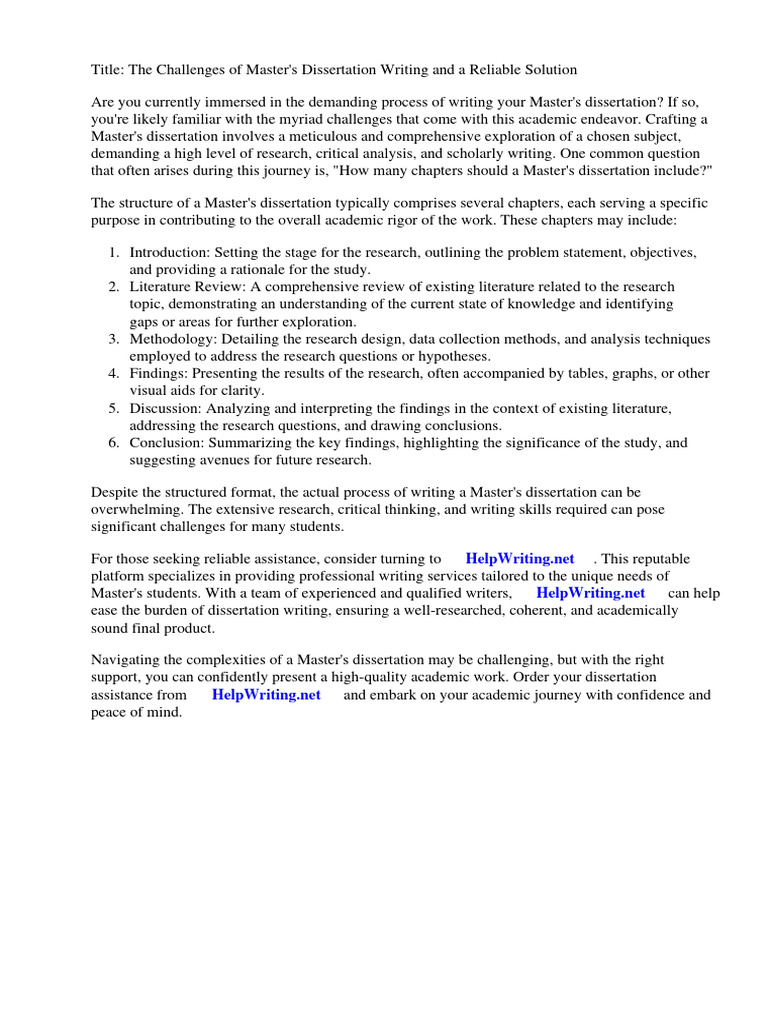 How Many Chapters in A Masters Dissertation | PDF | Science