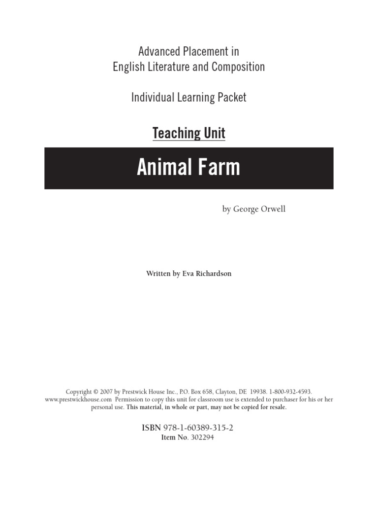 Animal Farm - AP Literature Teaching Unit | PDF | Communism | Russian Revolution