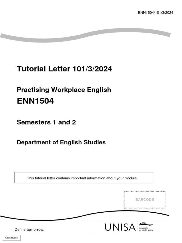 2024 Enn1504 Tutorial Letter 101 | PDF | Proofreading | Educational ...