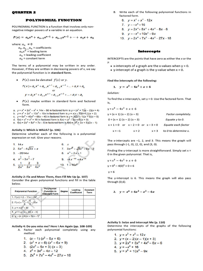 Polynomial Functions | PDF | Polynomial | Zero Of A Function