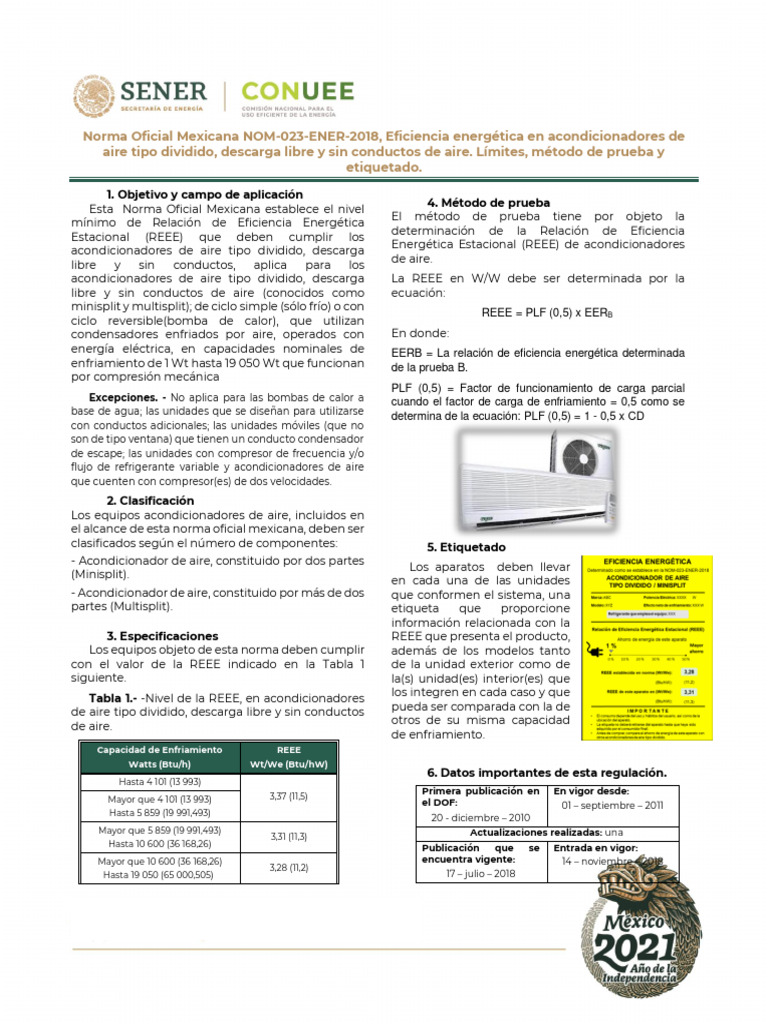 Nom 023 | PDF | Bomba de calor | Uso eficiente de energía