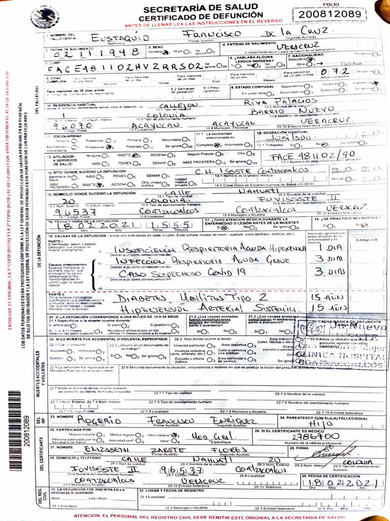 Acta Defuncion | PDF