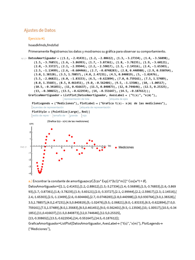 Ajustes de Datos: Ejercicio #1 | PDF