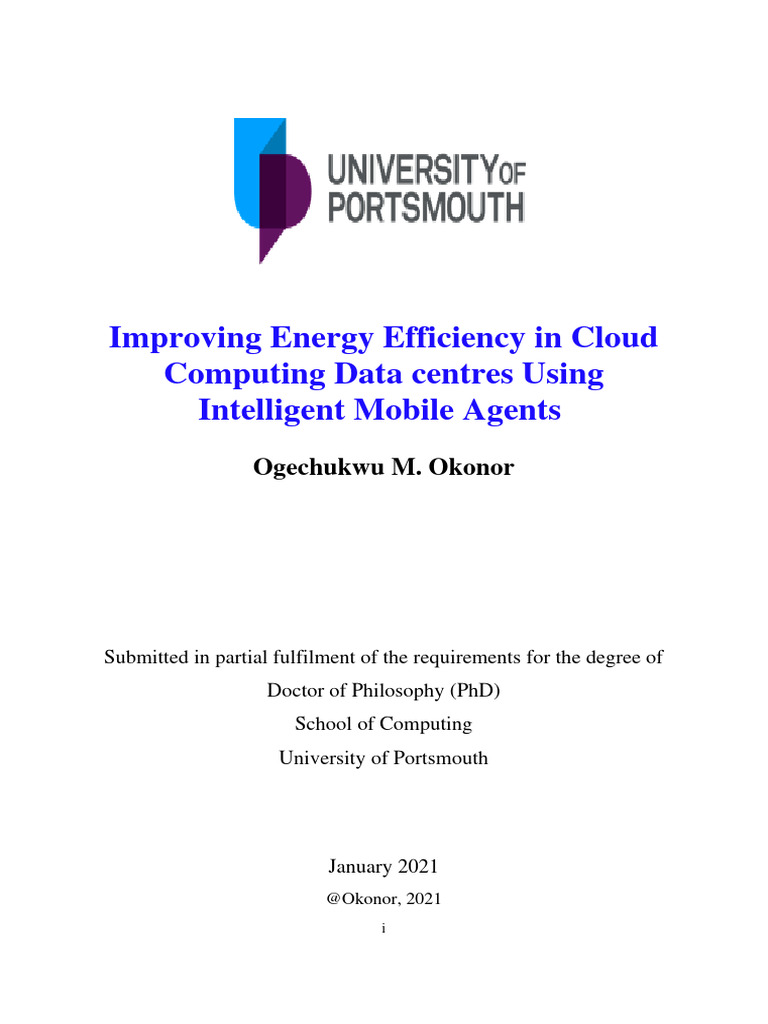 Improving Energy Efficiency in Cloud Computing Data Centres Using Intelligent Mobile Agents ...