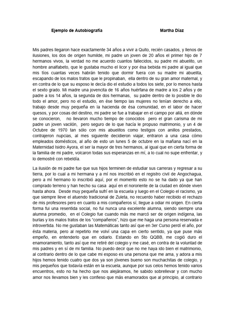 Ejemplo de Autobiografía | PDF | Salud y bienestar