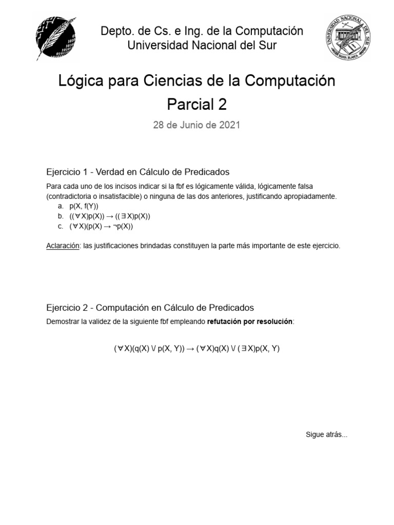 2 Parcial de Logica para Ciencias de La Computacion | PDF