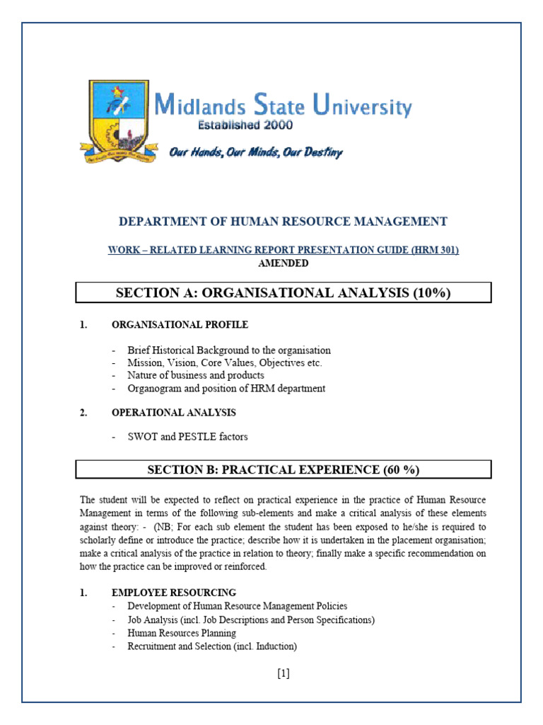 HRM 301 WRL Report Guide | PDF | Human Resource Management | Employment