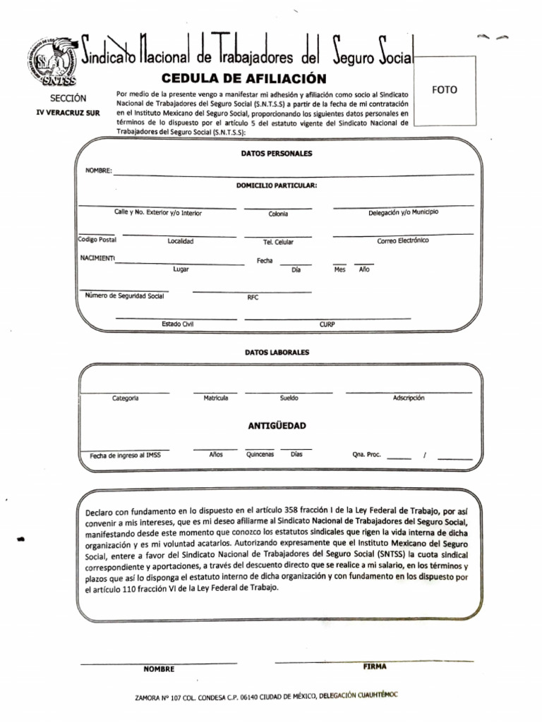 formato de cédula de afiliación al imss | PDF | Economias | Relaciones ...