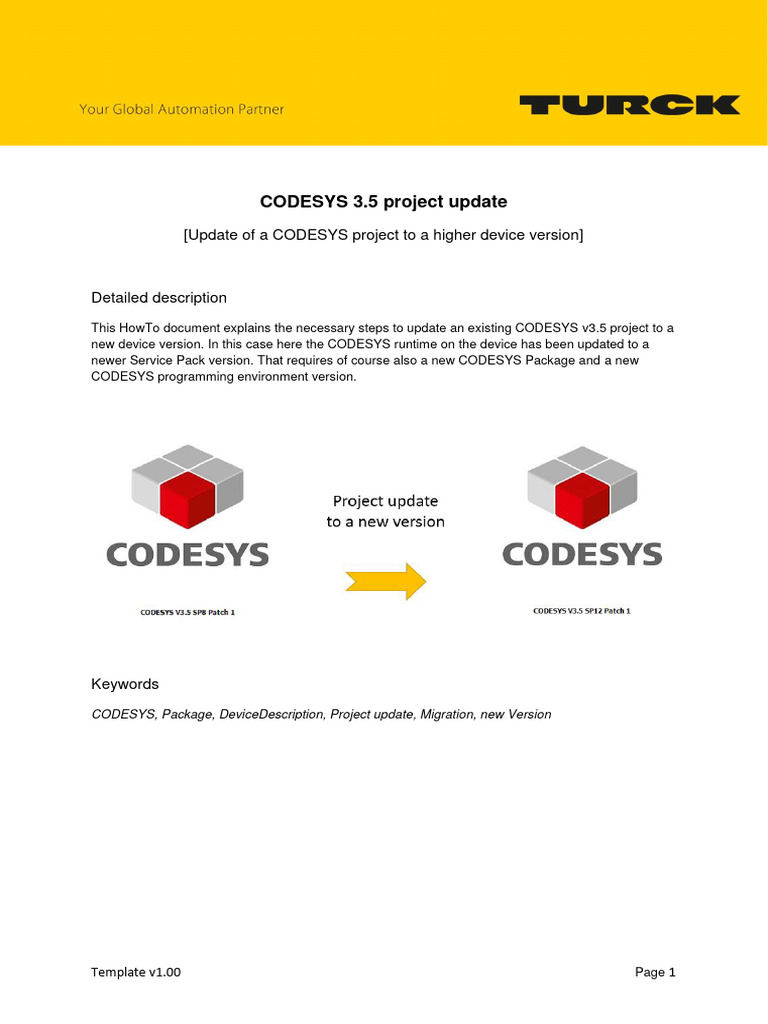 HowTo - CODESYS Project Update - v1.00 | PDF | Specification (Technical Standard) | Computing ...