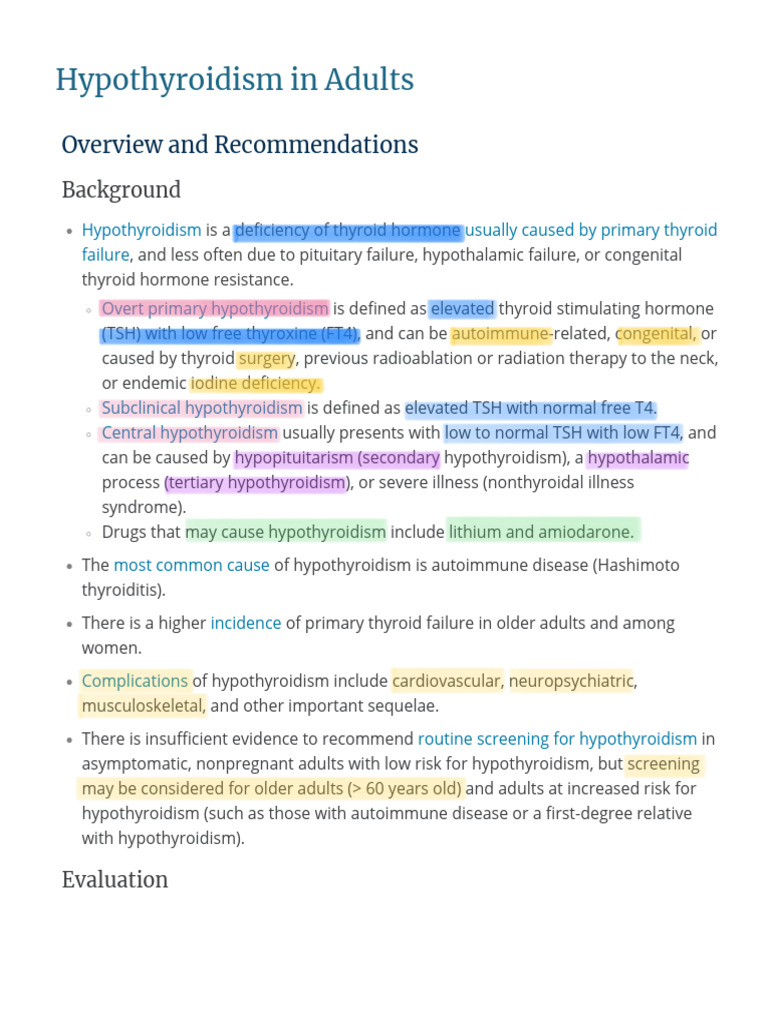 Hypothyroidism in Adults | PDF | Hypothyroidism | Thyroid Stimulating ...