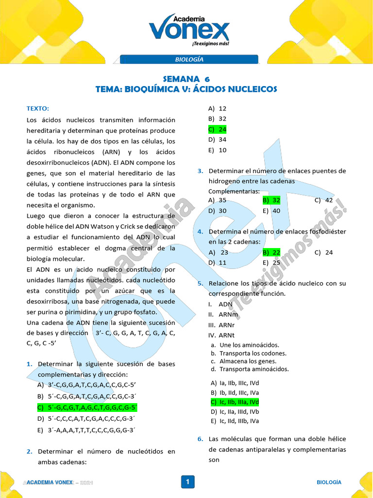 Biologia Vonex | PDF | Rna | Ácidos nucleicos