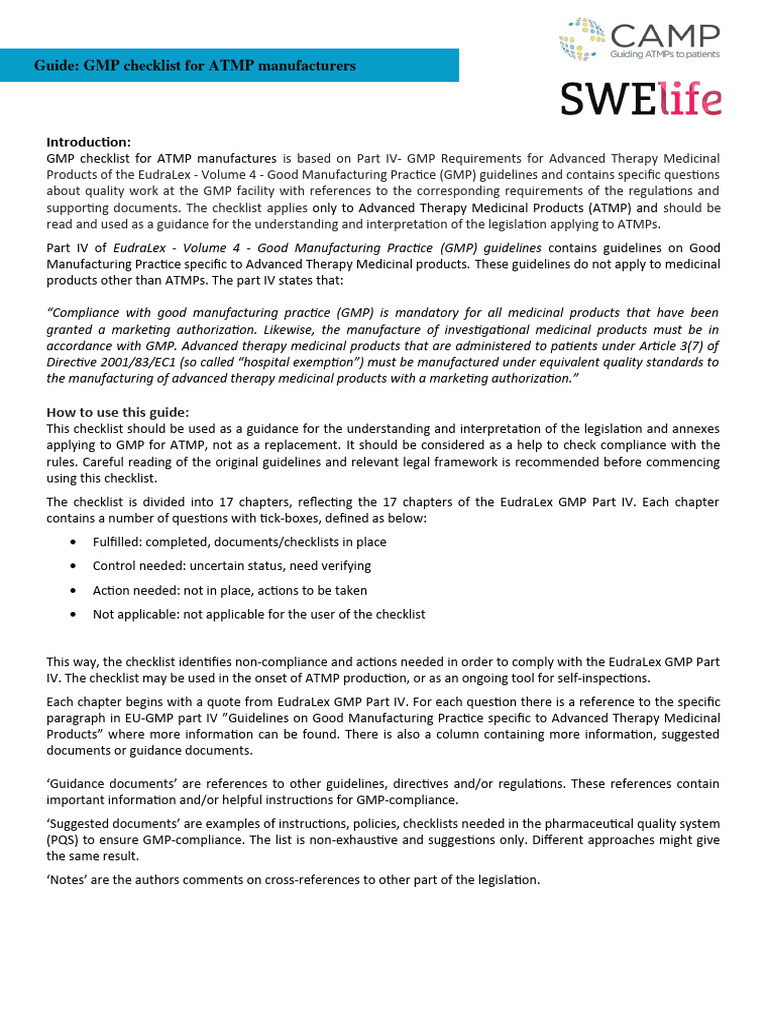 Guide-GMP-checklist-2.0 | PDF | Medicine | Health Sciences
