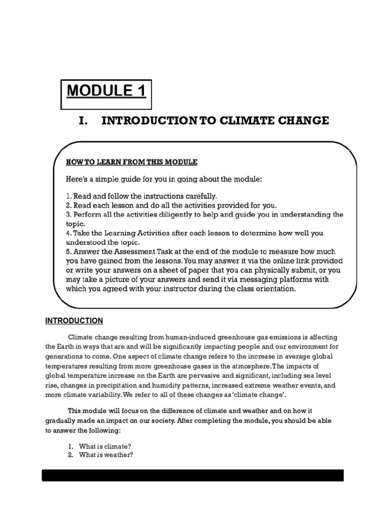 Climate Change Module | PDF | Greenhouse Effect | Climate Change