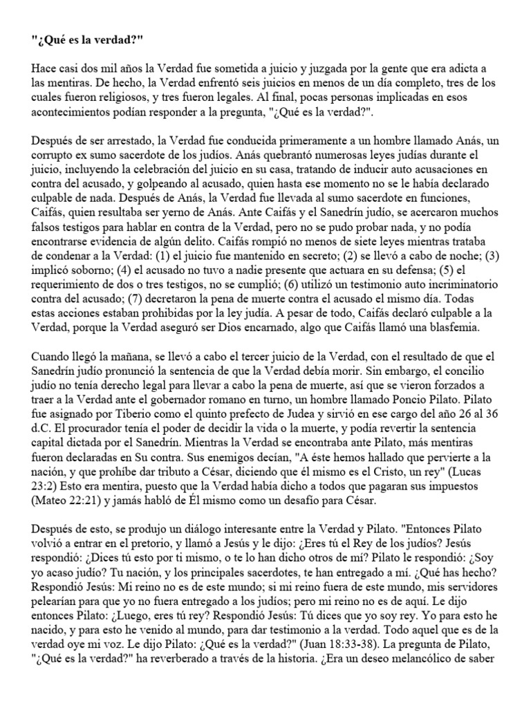 Enseñanza La Verdad - Efesios 6-14 | PDF | Verdad | Poncio Pilato