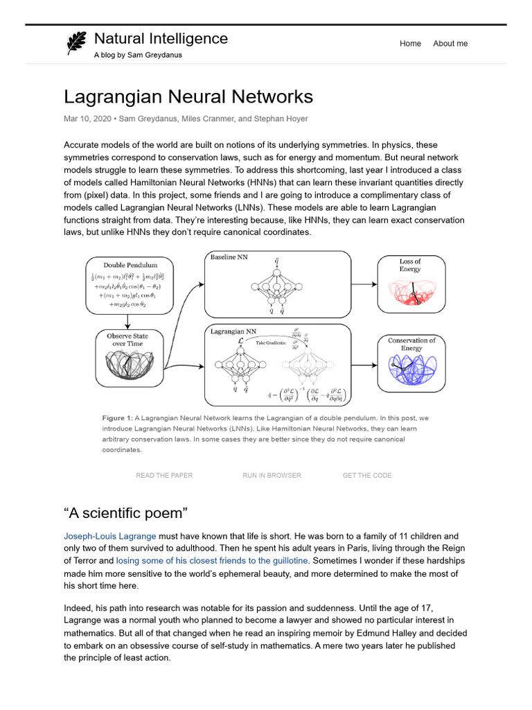 Lagrangian Neural Networks | PDF | Lagrangian Mechanics | Classical Mechanics