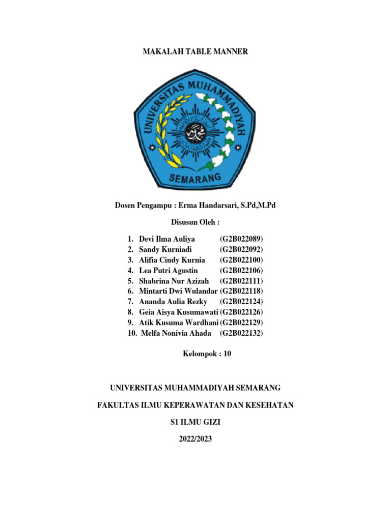 TABLE MANER (Kel.10) | PDF | Memasak, Makanan, & Anggur | Gaya Hidup