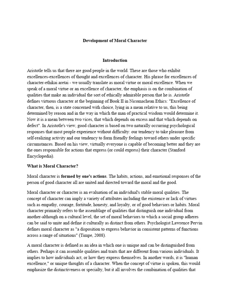 Cultivating Moral Character Traits | PDF | Psychology | Psychological ...